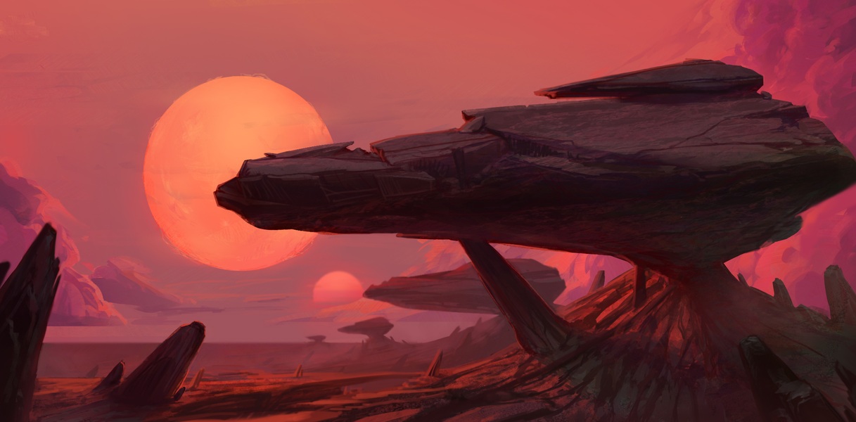 Sunset in Barren Alien Planet, Fantasy Environment Art /// Freelance ...